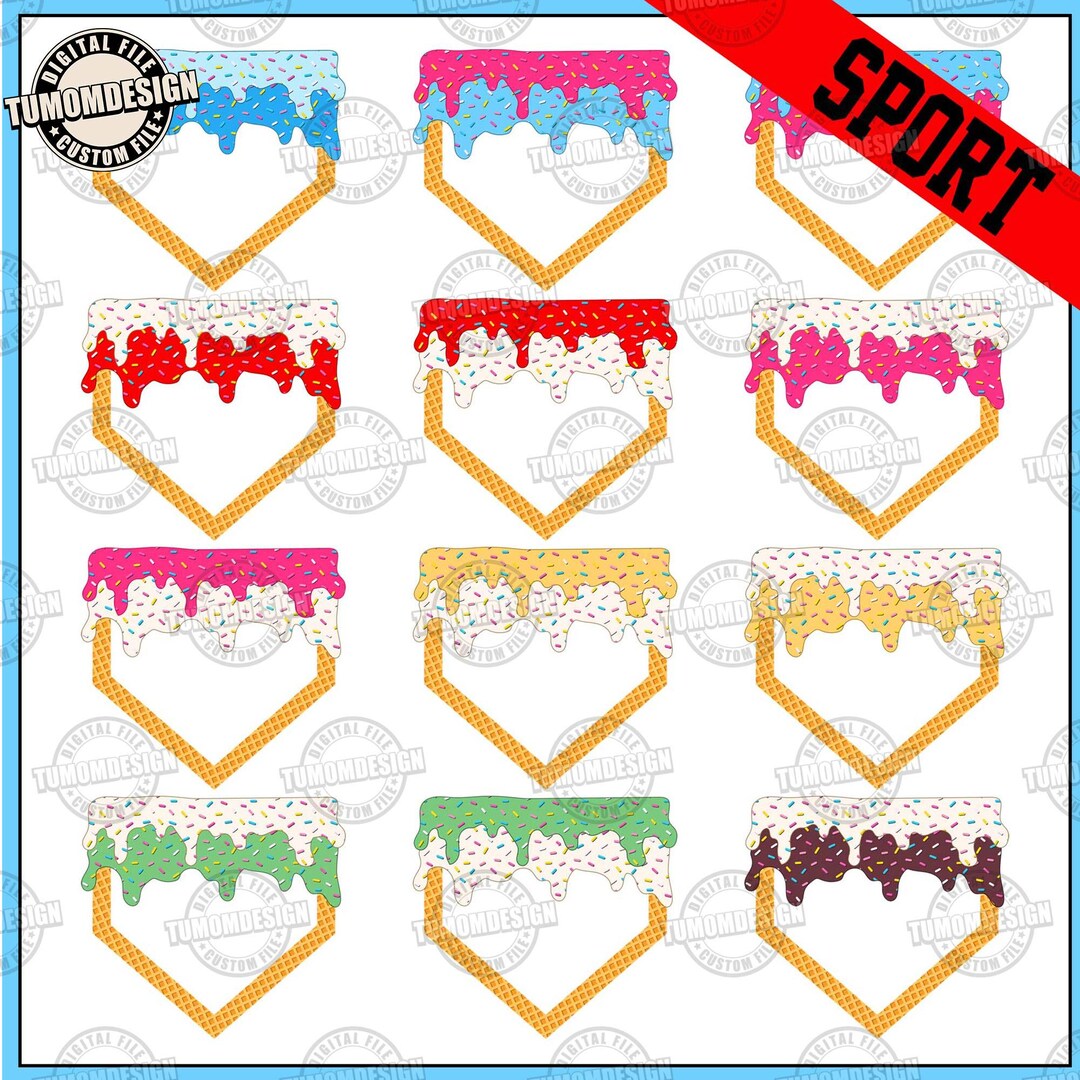 12 Waffle Home Plate Png Bundle, Drip Baseball Plate Png, Baseball Ice ...