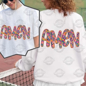 Retro Amen Png, Floral Glitter Amen PNG, Preppy Easter Png, Amen Png ...