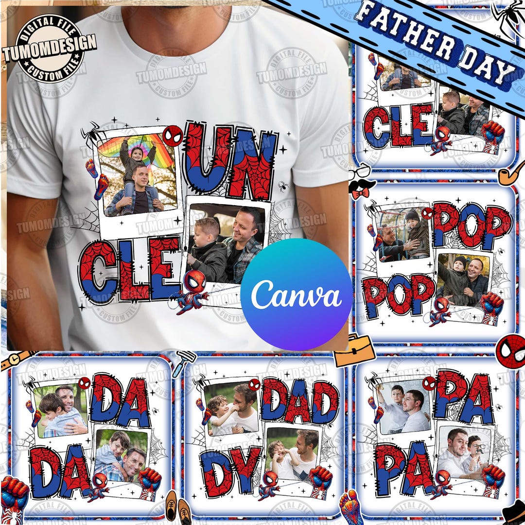 Canva Template Superhero Father's Day, Preppy Dada Photo With Kids PNG ...