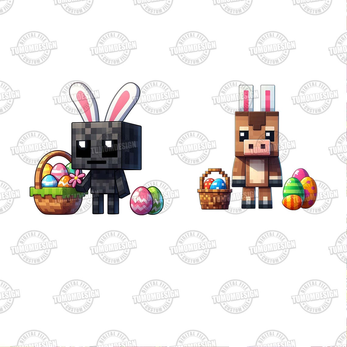 Character Easter Png Bundle, Boys Mining Easter Png, Retro Easter Png ...