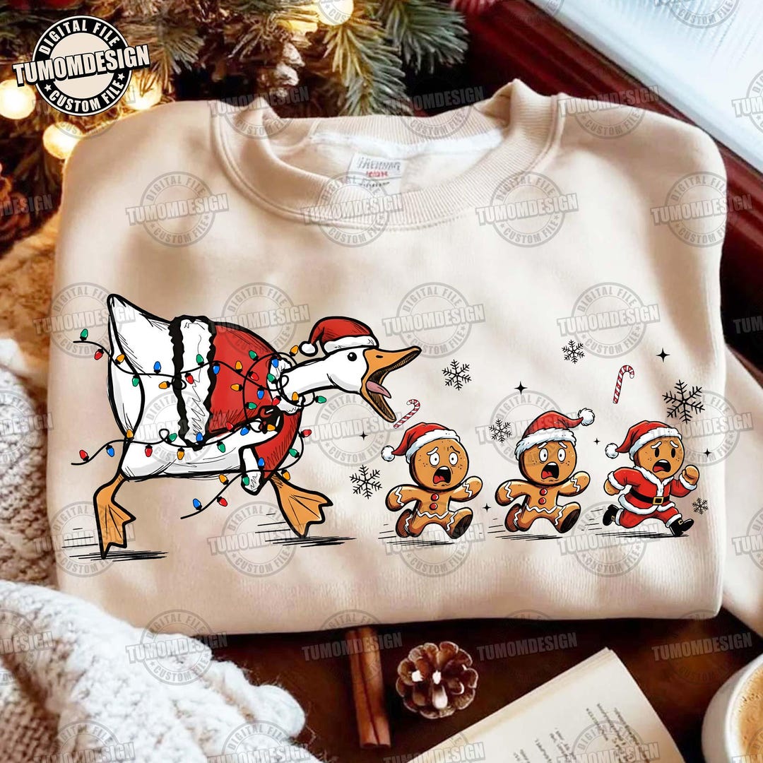 Goose & Gingerbread Png, Goose Chasing Gingerbread Men, Candy Cane ...