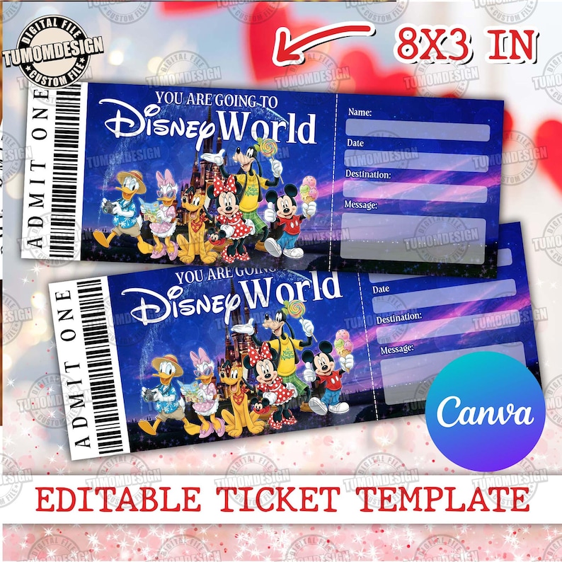 Editable Canva Template Ticket, Surprise Reveal Ticket Gift, Family ...