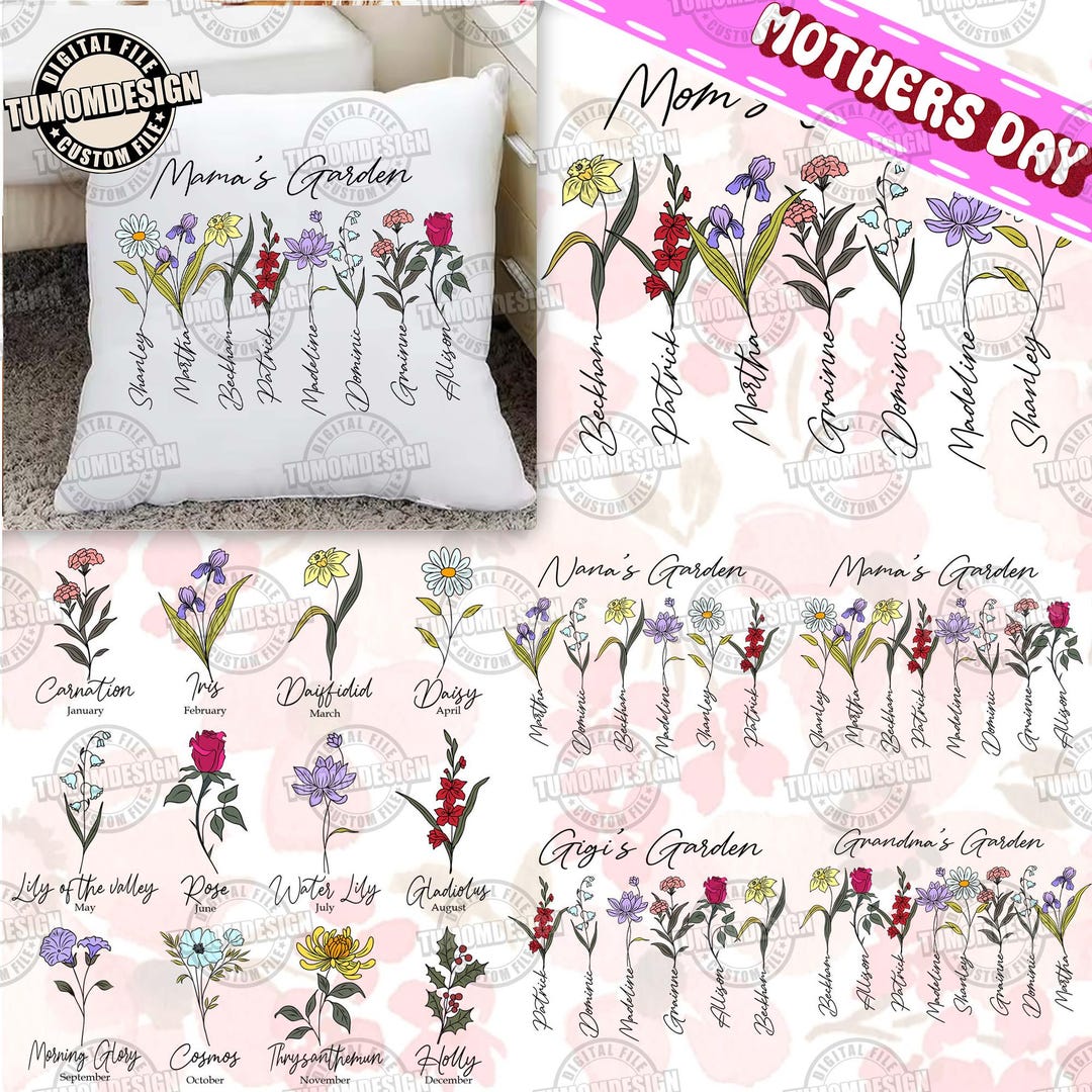 Personalize Floral Grandma Png Bundle, Grandma's Garden Png, Custom ...