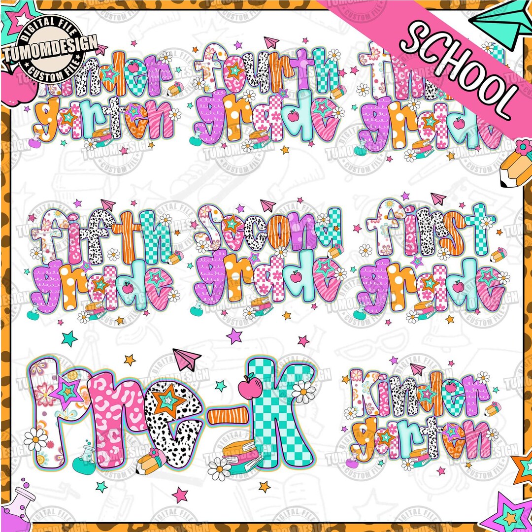 First/second/third Grade Teacher Bundle Png, School Grade Bundle ...