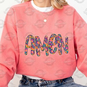 Retro Amen Png, Floral Glitter Amen PNG, Preppy Easter Png, Amen Png ...