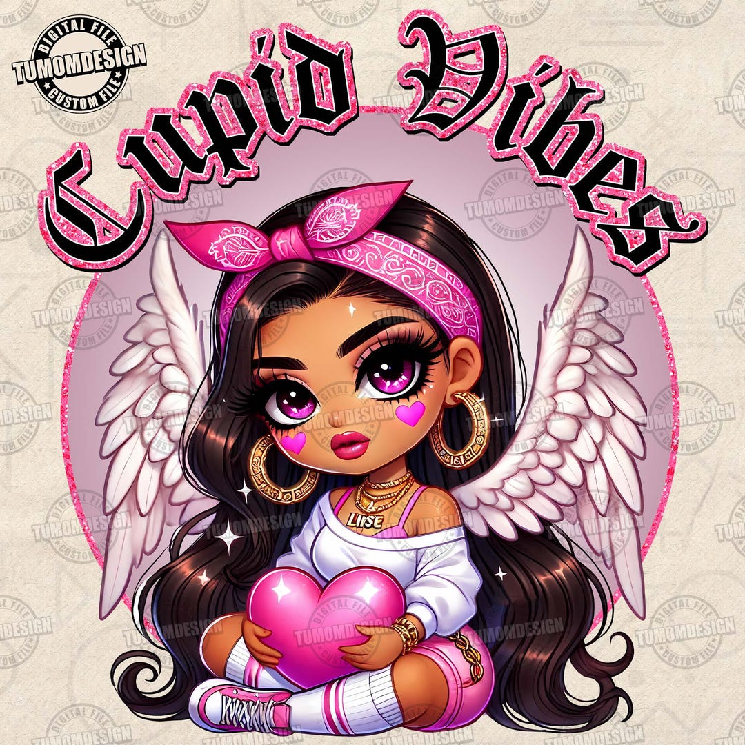 Chicana Valentine's Day Png, Cupid Vibes Chicana Png, Chibi Style ...