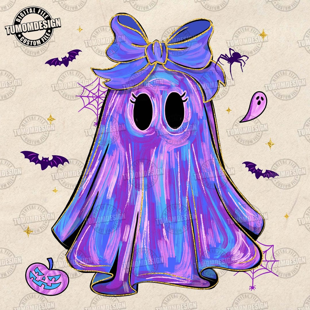 Preppy Purple Ghost Png, Halloween Ghost Coquette Png, Spooky Season ...