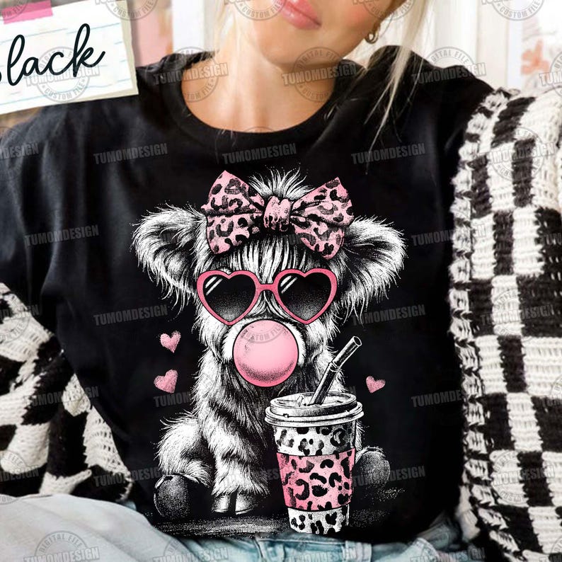 Valentine Highland Cow Png, Valentine's Day Highland Cow PNG, Halftone ...