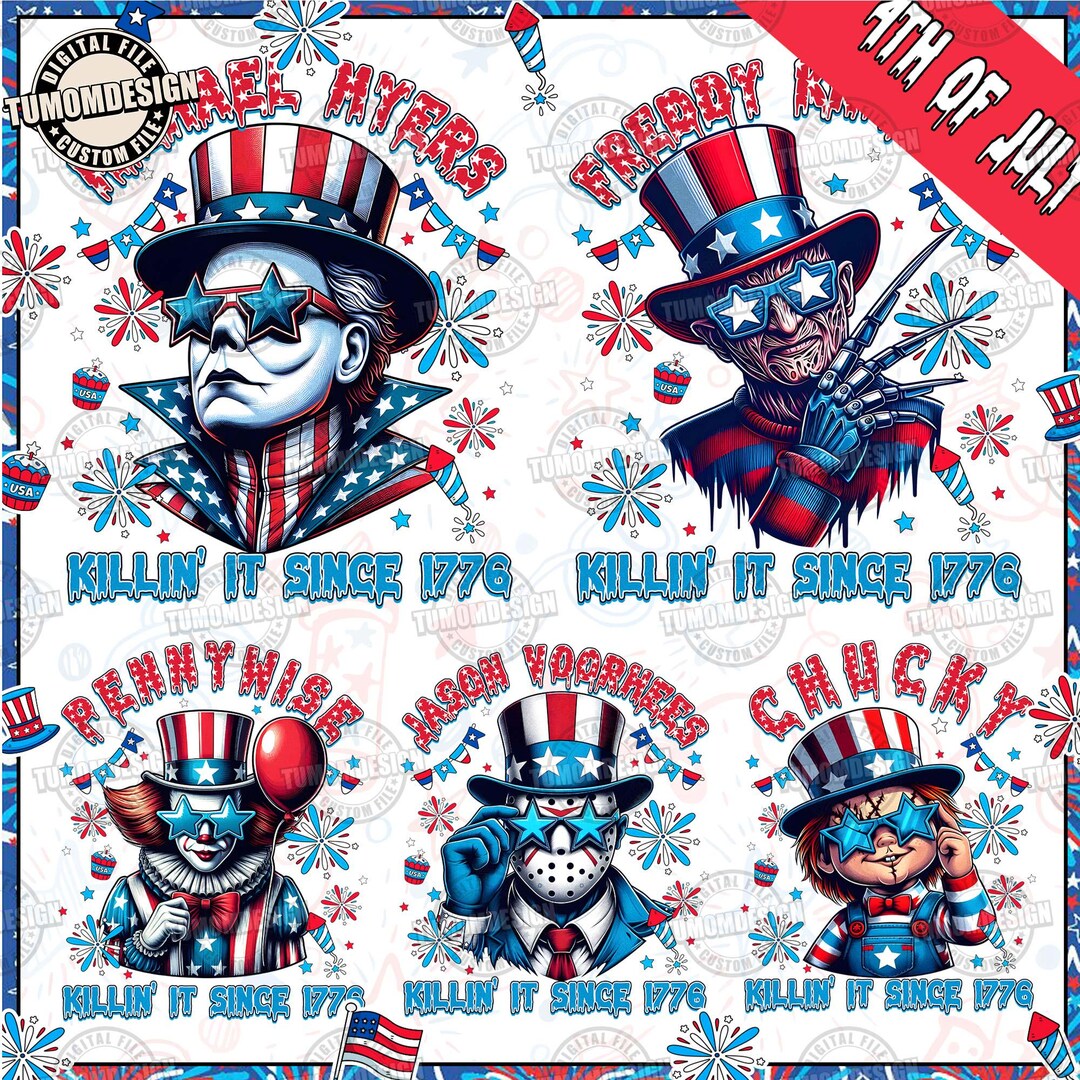 Horror Movie 4th of July Png Bundle, Thug Life Killers Png, Chill the ...