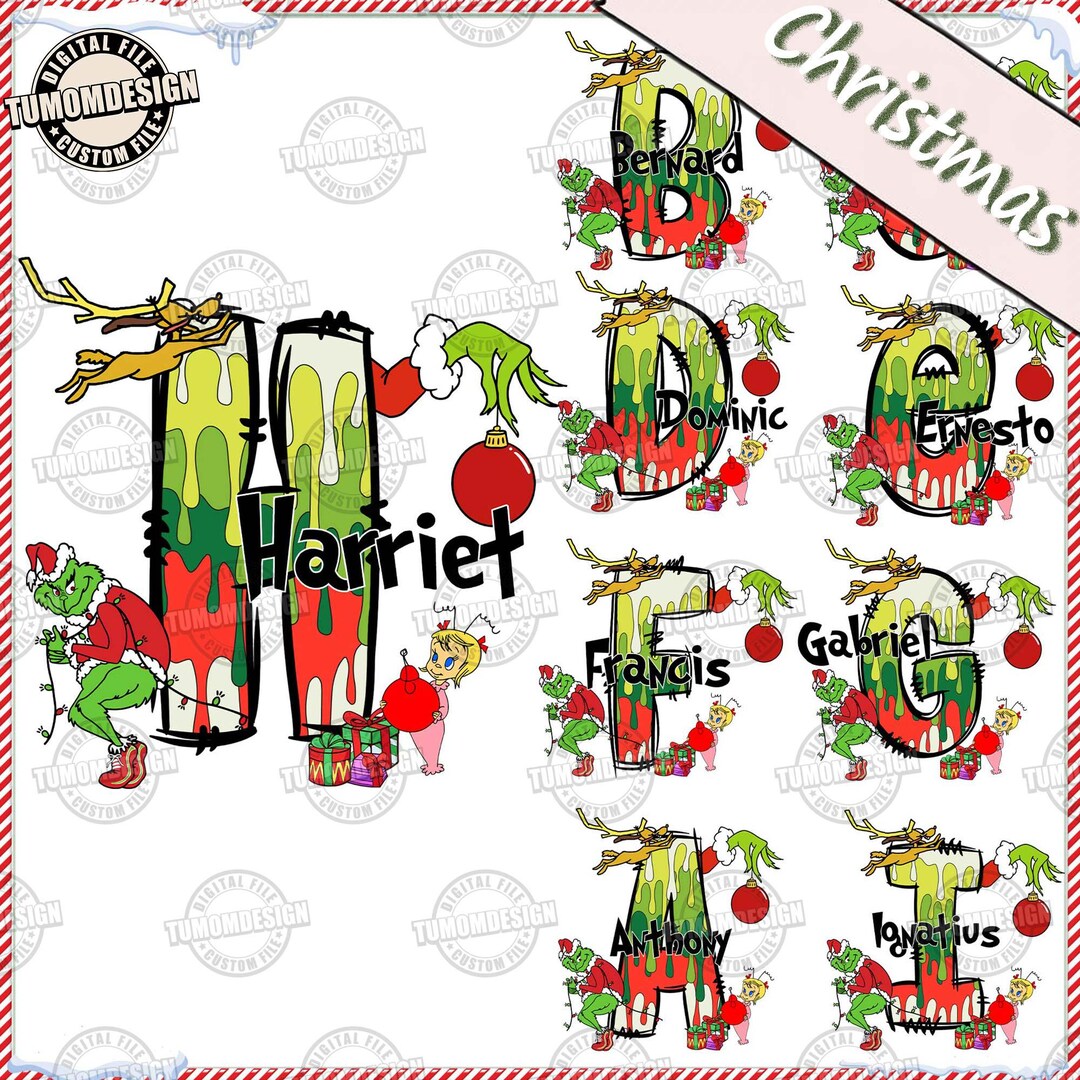 CUSTOM Christmas Alpha Doodle PNG Bundle, Christmas Letter Set Png ...