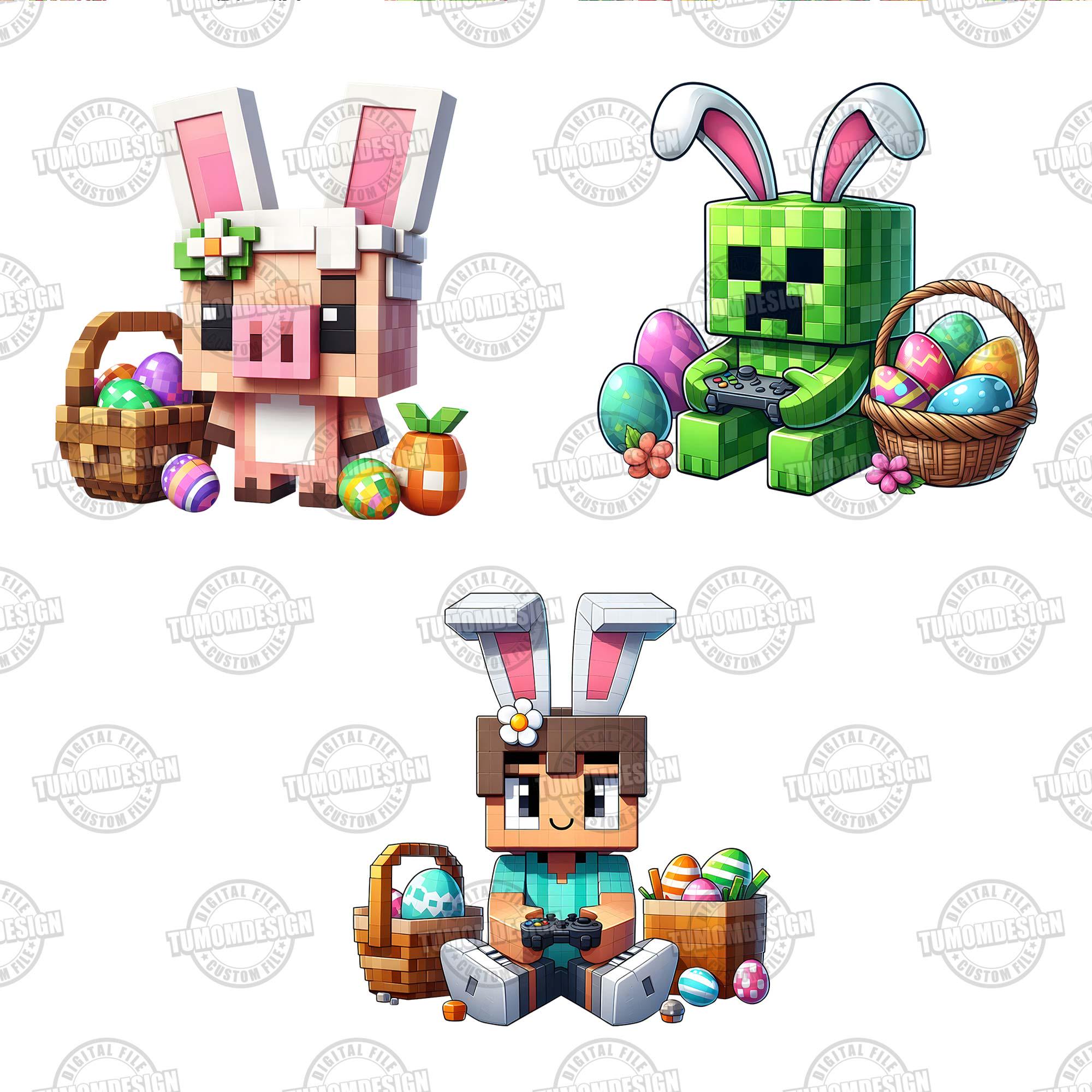 Character Easter Png Bundle, Boys Mining Easter Png, Retro Easter Png ...