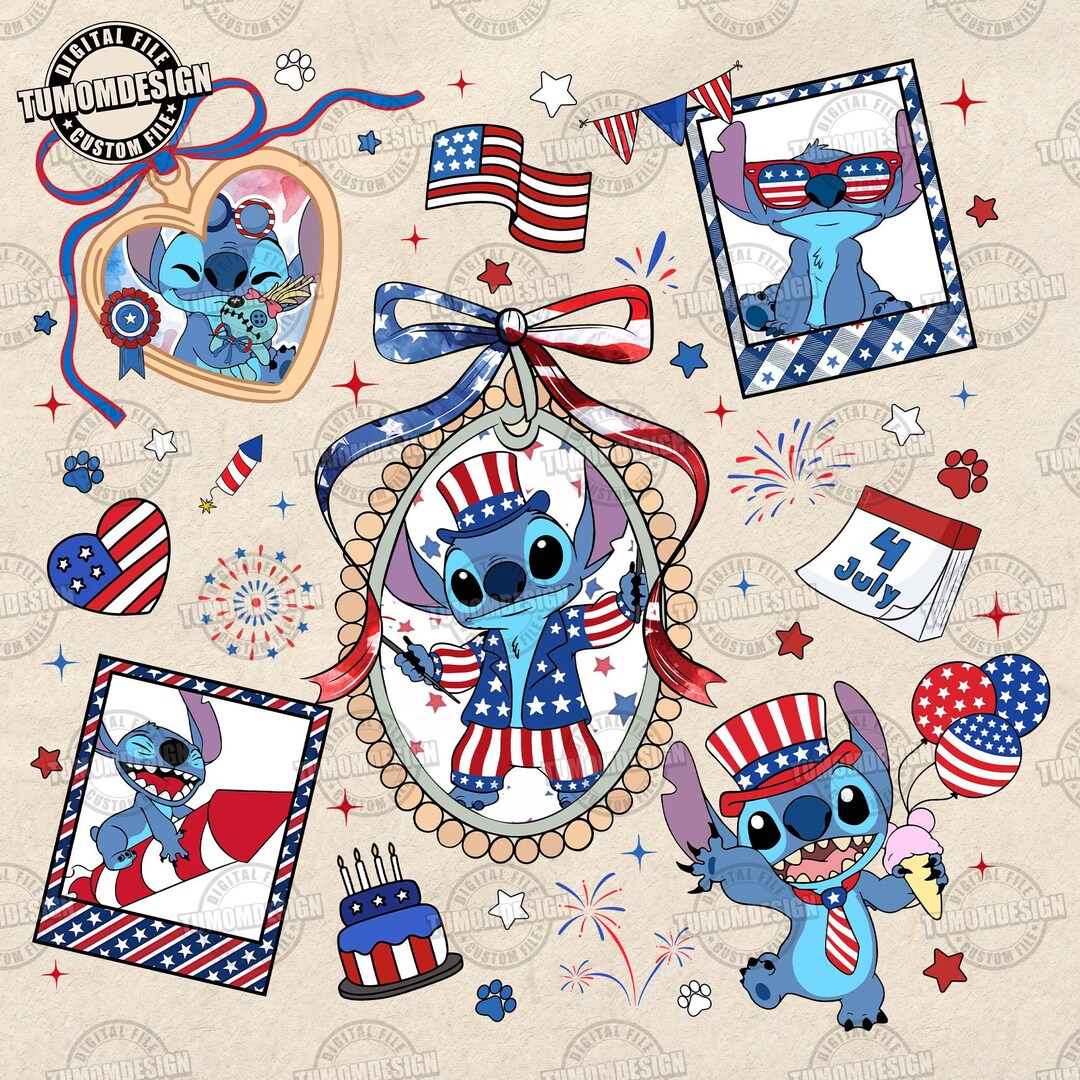 4th of July Coquette Png, Blue Monster 4th of July PNG, Fourth of July ...
