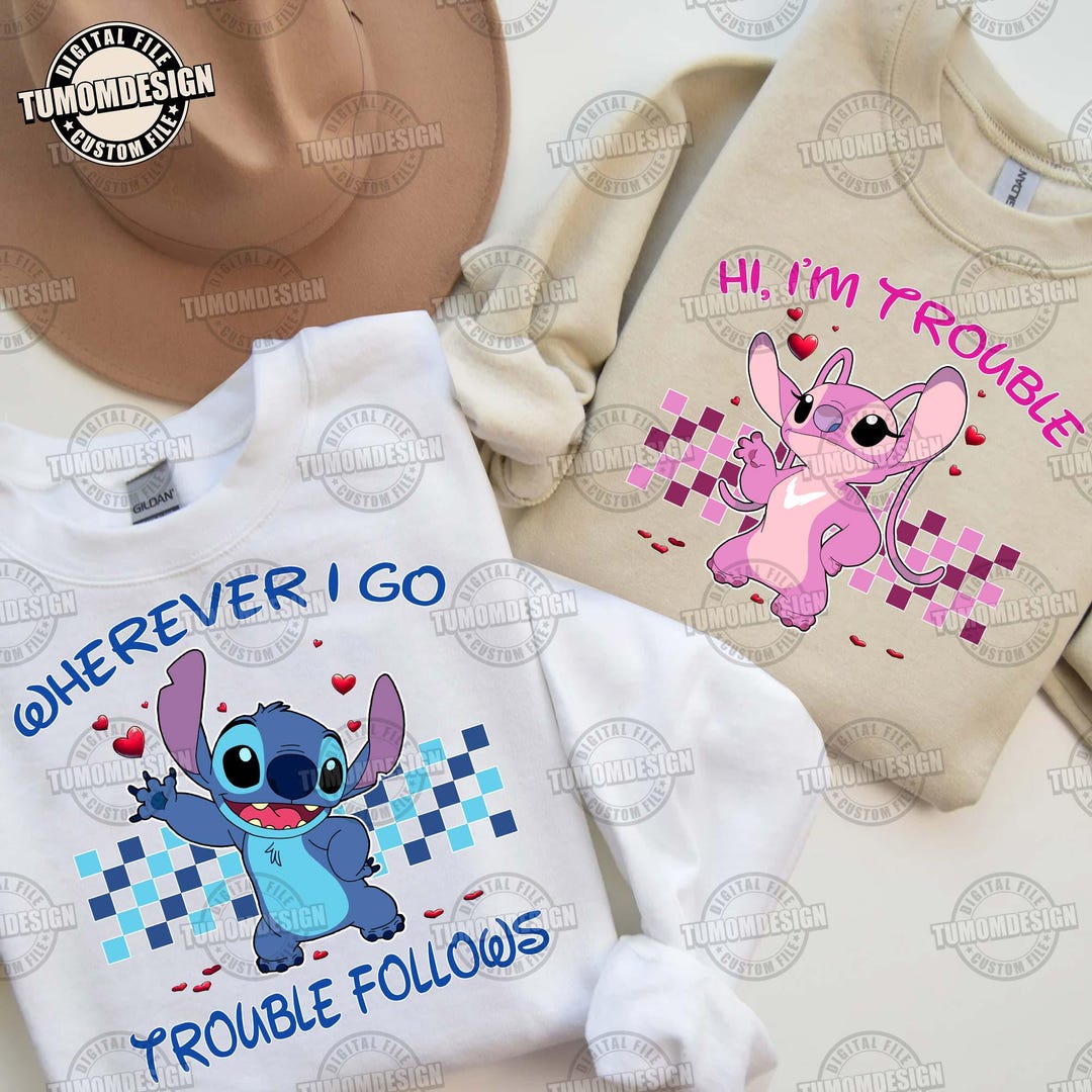 Happy Valentines Day Cartoon Couple Png, Where I Go Trouble Follows Png ...