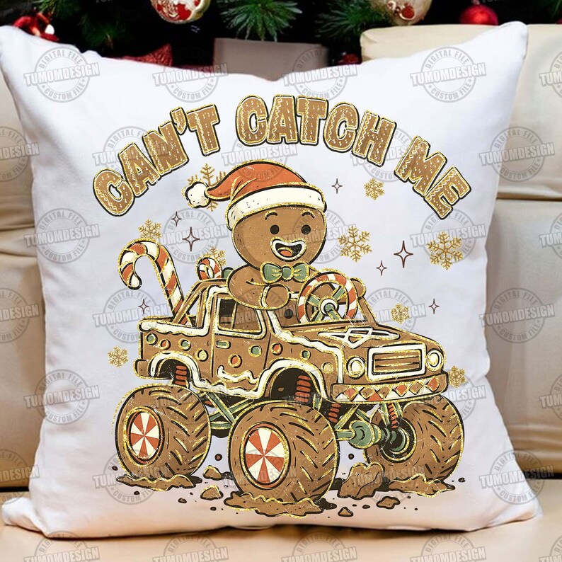 Gingerbread Man Monster Truck Png, Christmas Png, Funny Retro Christmas ...