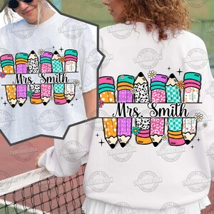 Preppy Pencil Teacher Name Custom Png, Custom Name of Teacher Png ...