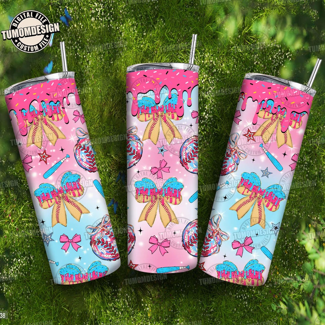 Baseball Ice Cream Drip 20oz Tumbler Wrap Png, Team Gift Tumbler Wrap ...