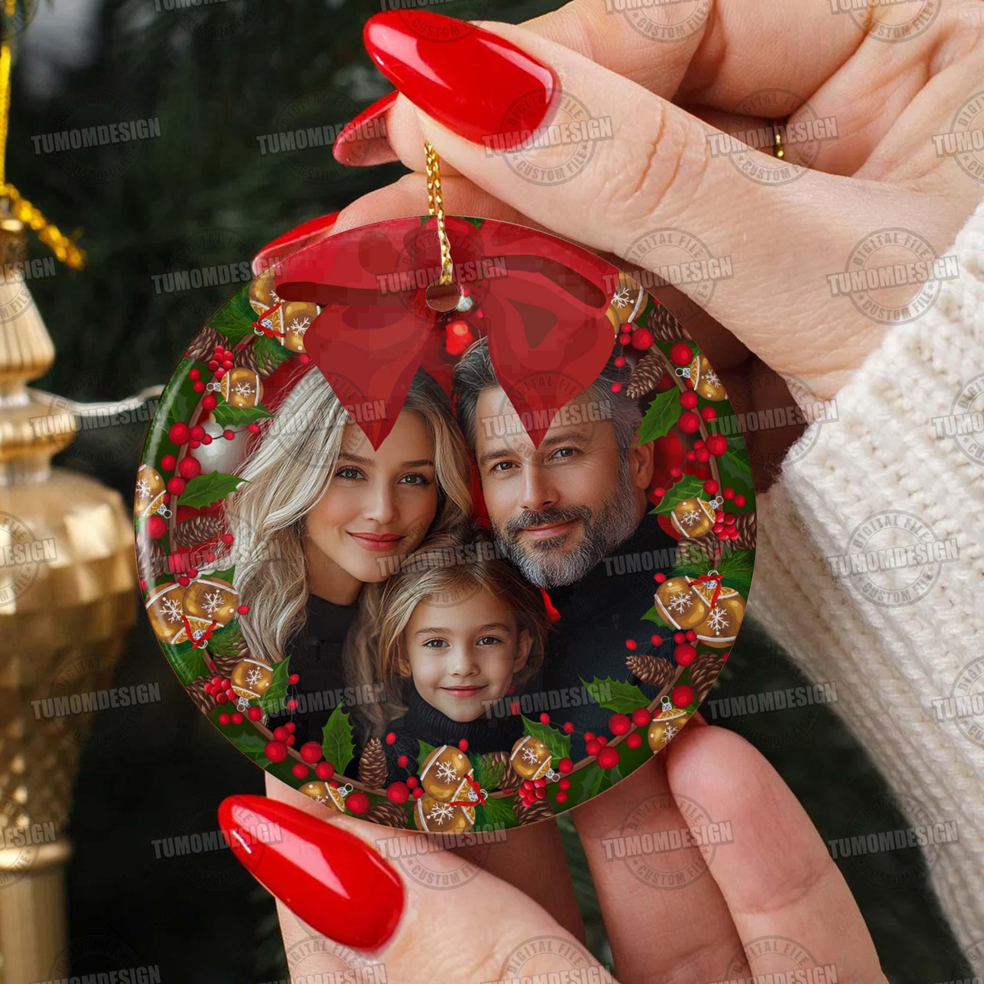 Editable Christmas Photo Ornament Canva Template, Custom Holiday Photo ...