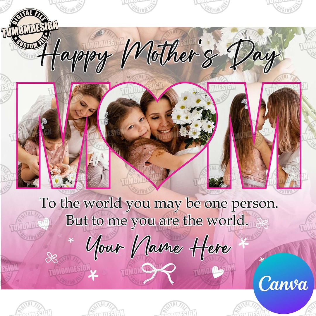 Mother's Day Canva Template, Mama Designs Bundle, Wear Heart on Sleeve ...