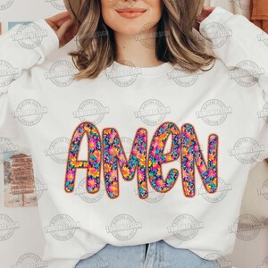 Retro Amen Png, Floral Glitter Amen PNG, Preppy Easter Png, Amen Png ...
