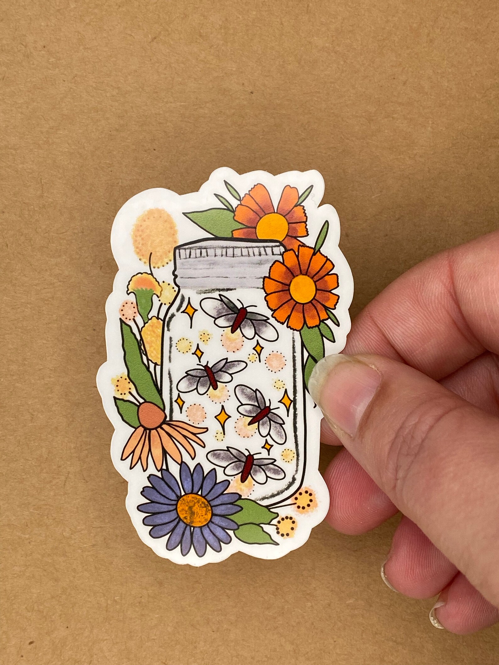 Firefly Sticker Fireflies in Jar Decal Whimsical Flower - Etsy