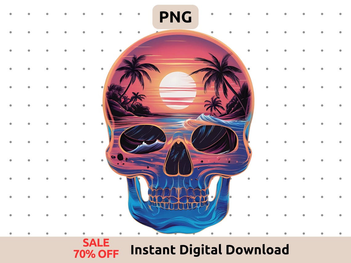 Tropical Beach Skull PNG Skeleton Design Instant Download PNG - Etsy