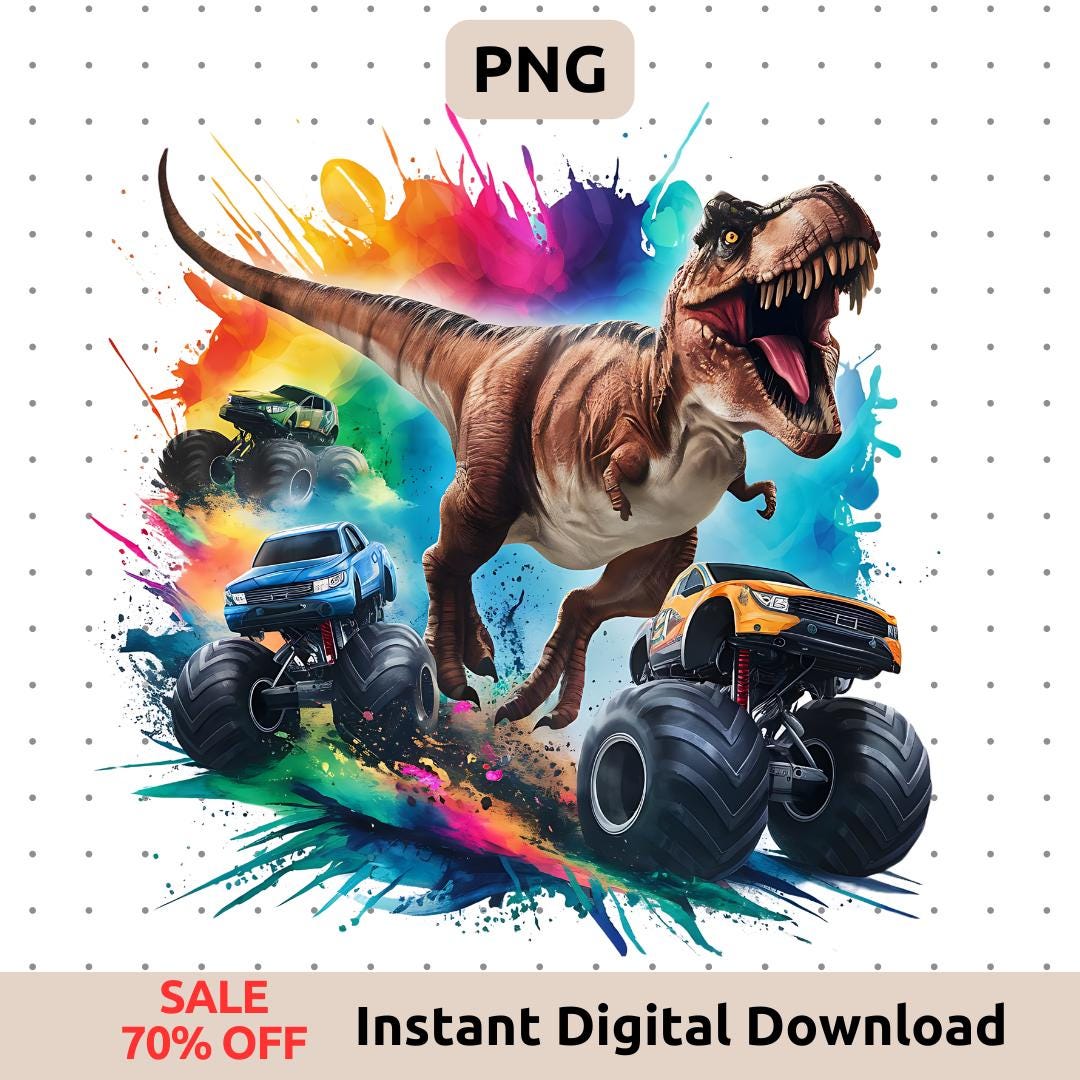 Dinosaur Watercolor PNG, Monster Truck PNG, Dinosaur Birthday Png ...