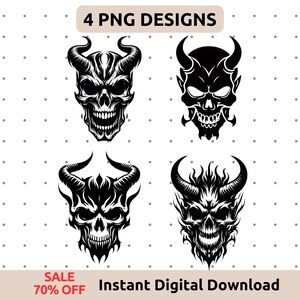 Skull PNG Bundle - Demon, Grim Reaper, Devil Skull Transparent PNG ...