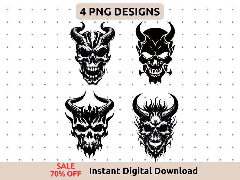 Skull PNG Bundle - Demon, Grim Reaper, Devil Skull Transparent PNG ...