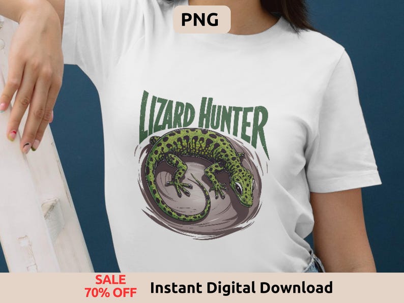 Lizard Hunter PNG | National Lizard Day Design | Reptile Lover Art ...