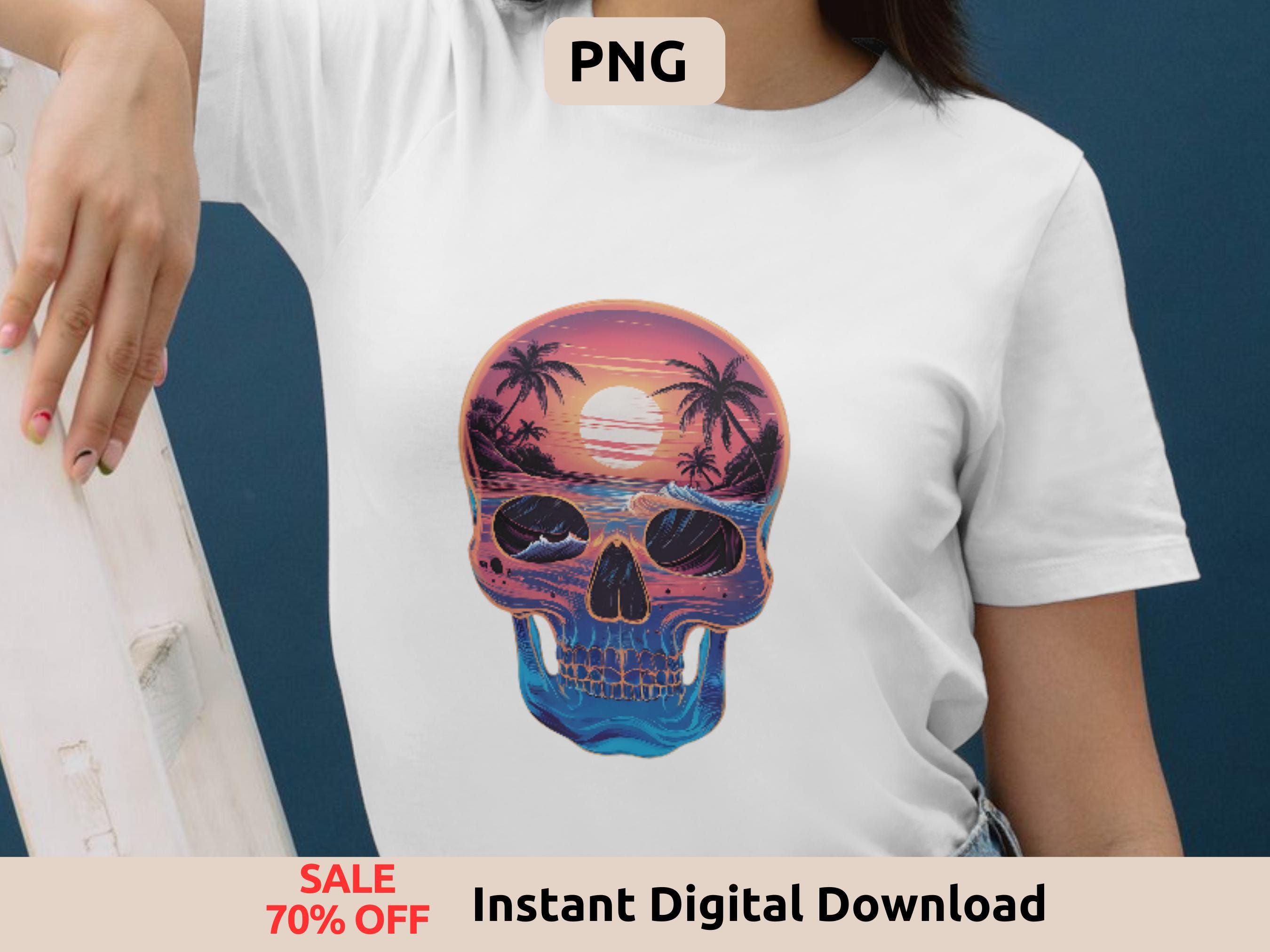 Tropical Beach Skull PNG | Skeleton Design | Sublimation Design ...