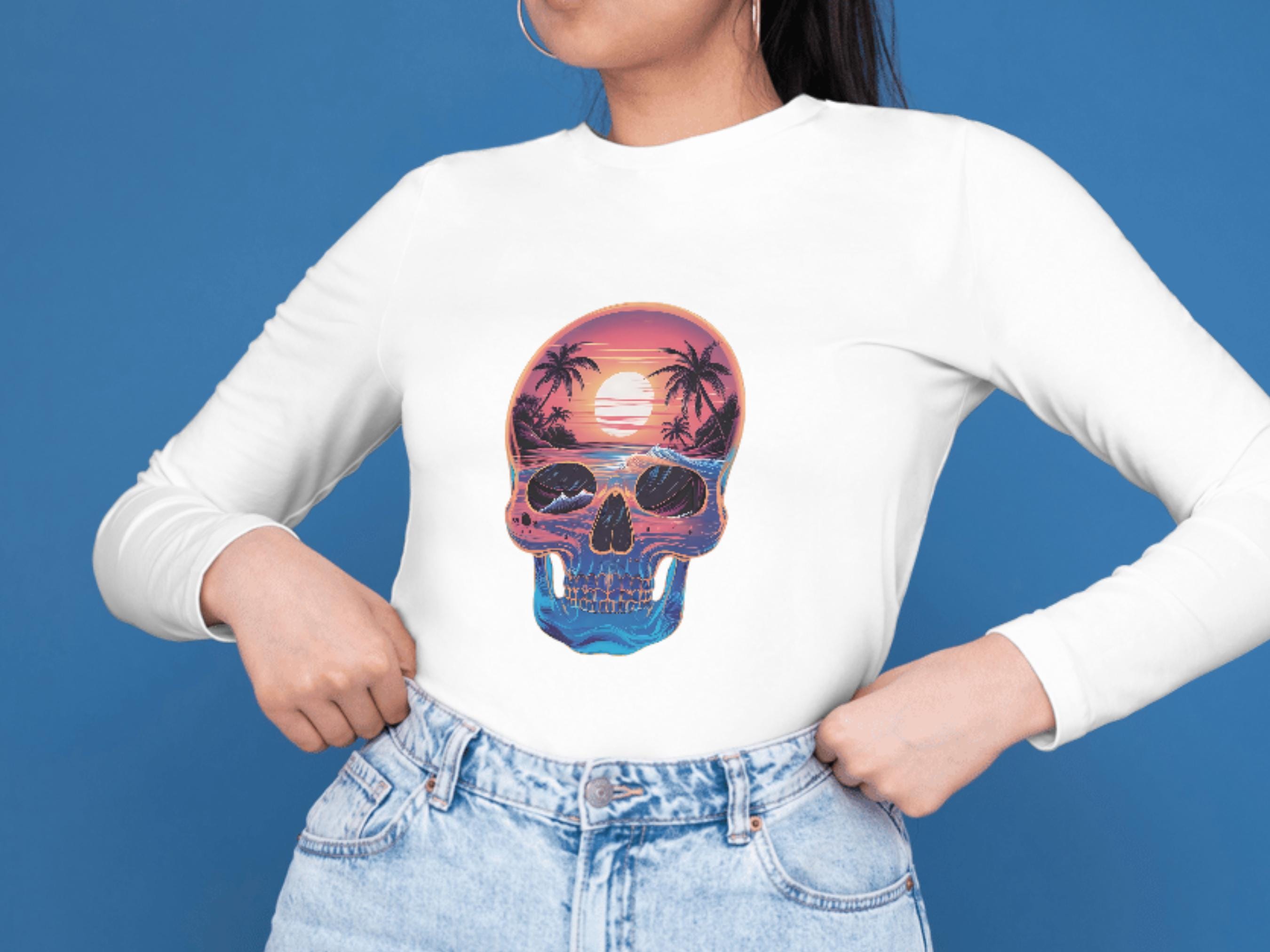 Tropical Beach Skull PNG | Skeleton Design | Sublimation Design ...