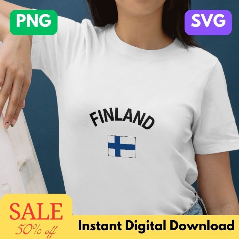 Minimalist Finnish Flag SVG PNG Patriotic Finland Flag Clipart & Cricut ...