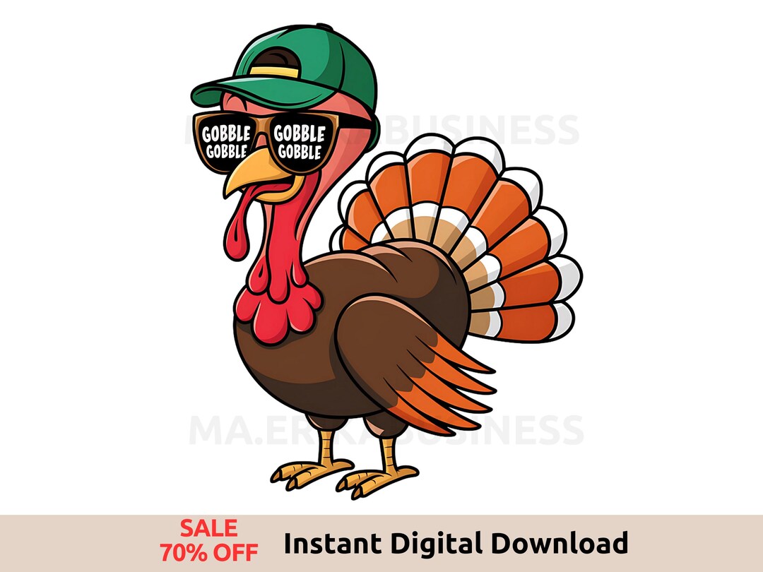 Cool Turkey PNG, Turkey With Sunglasses Sublimation, Thanksgiving Kids ...
