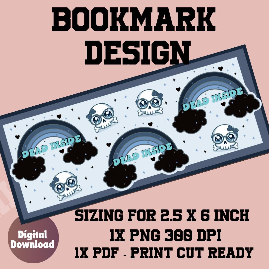 Dead Inside Bookmark, Gothic Bookmark, Bookmark Printable, Printable ...