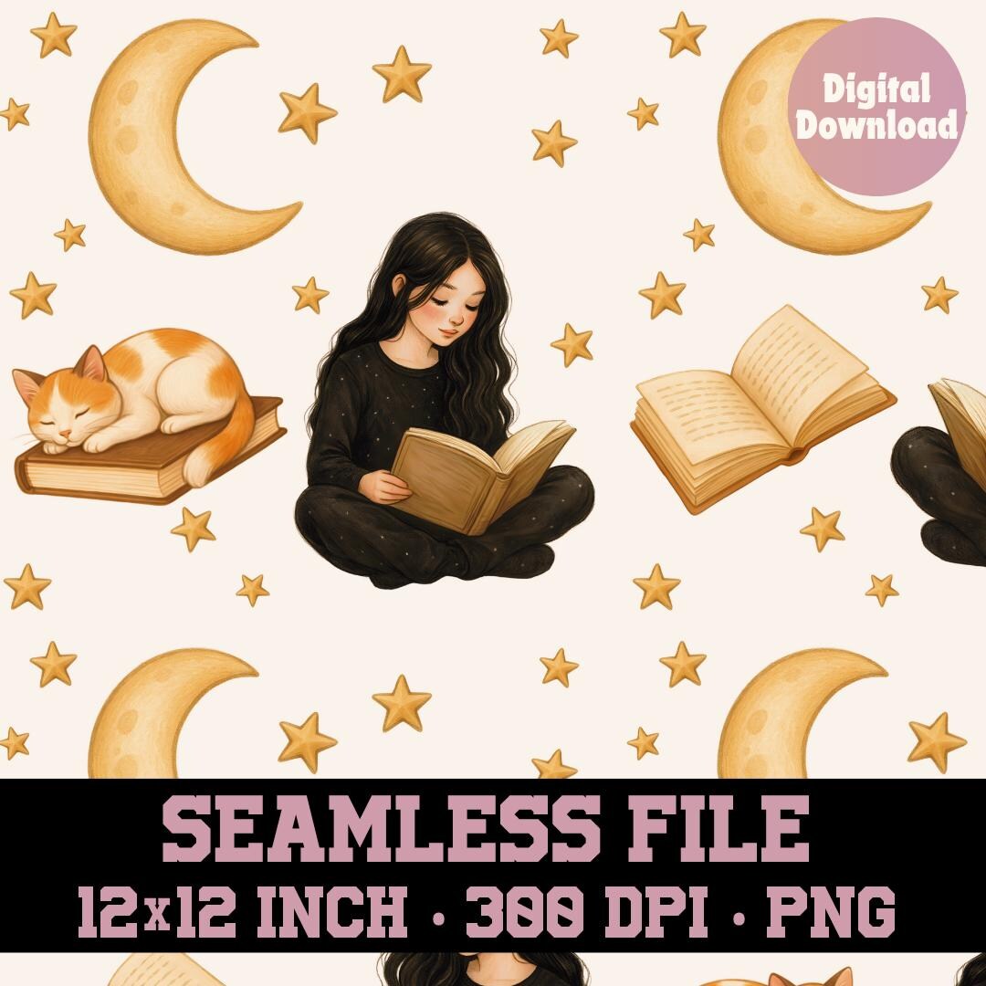 Bookish Girl Pattern, Book Seamless Pattern, Book Design Pattern ...