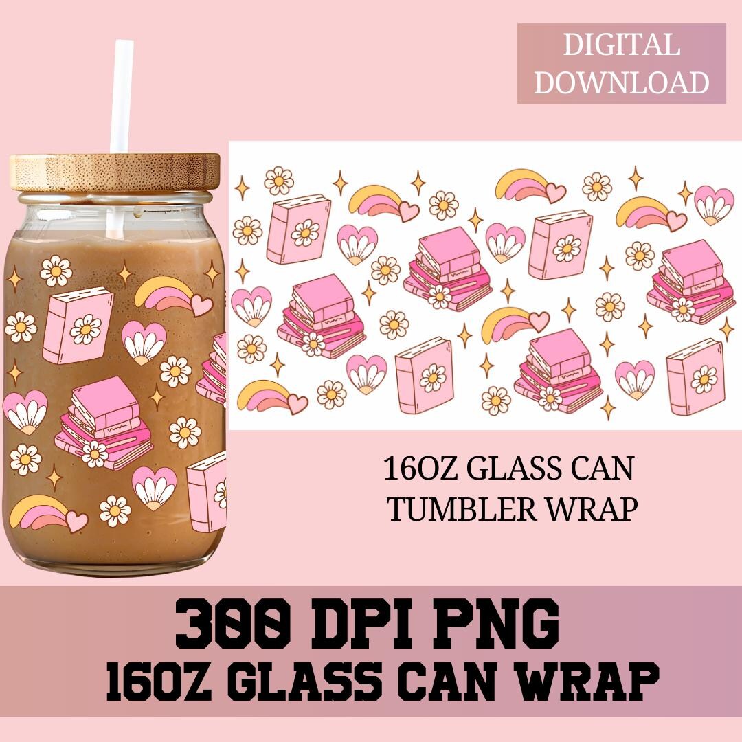 Bookish Girlie Png, Books Libbey Wrap Png, Libbey Glass Wrap, Glass Can ...