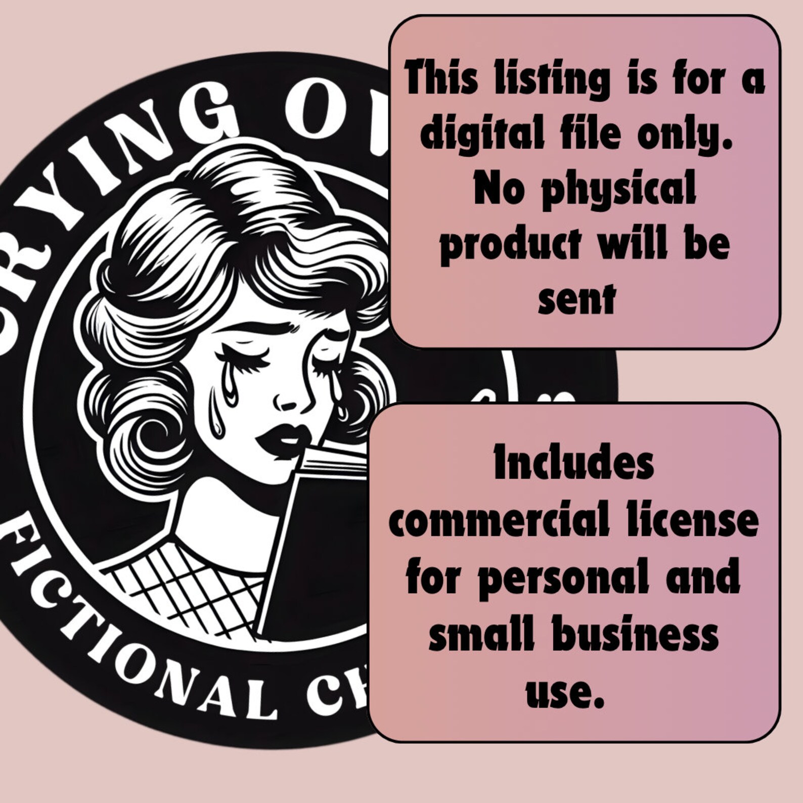 Crying Over Fictional Characters, Book Png, Vintage Retro Png, Bookclub ...
