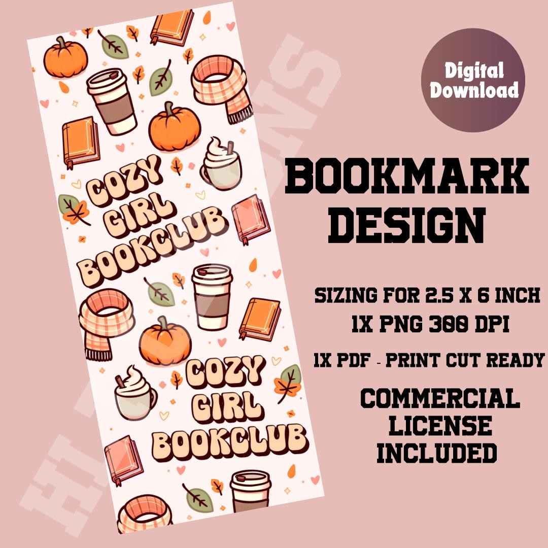 Cozy Girl Bookclub, Fall Printable Bookmark, Bookmark Printable, Cozy ...
