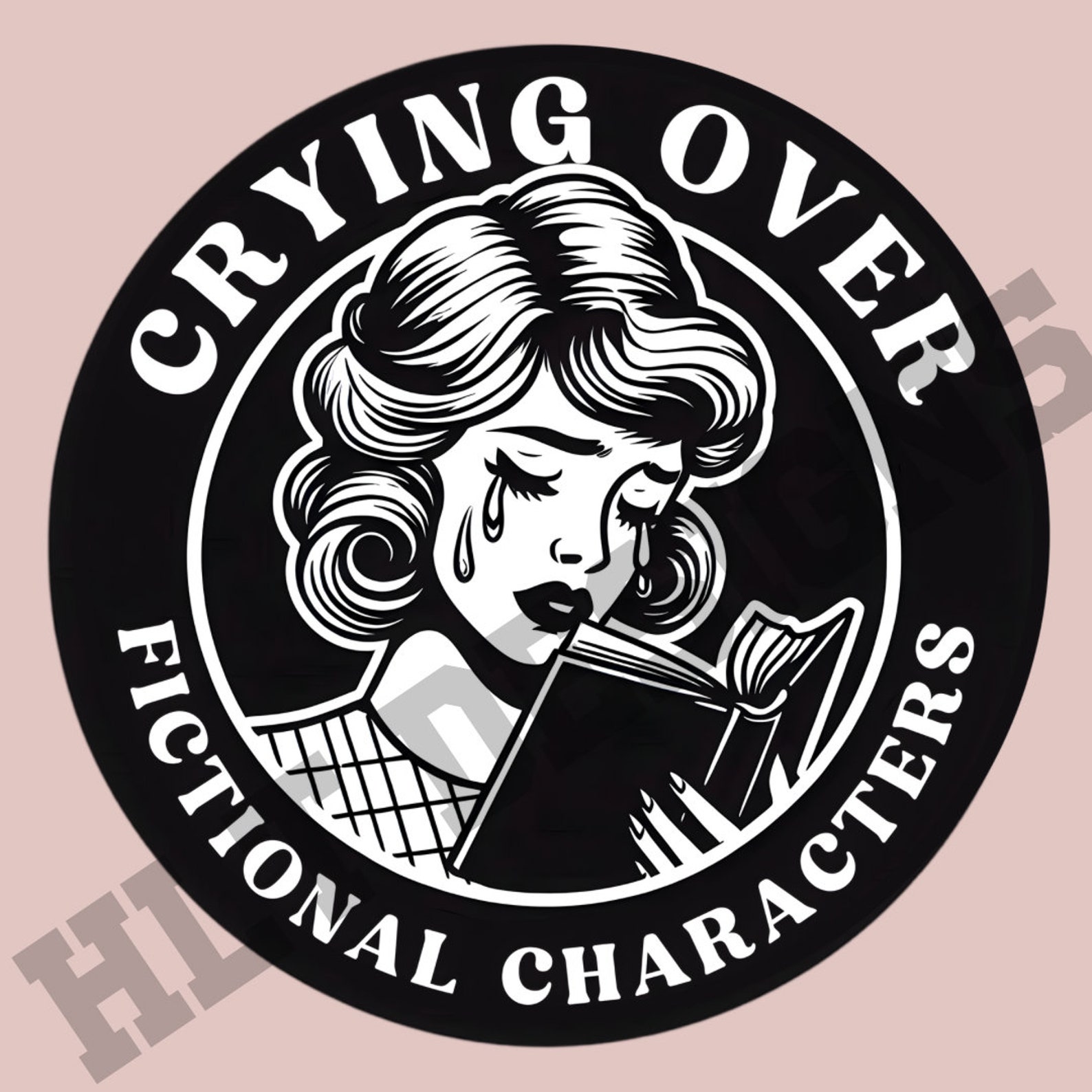 Crying Over Fictional Characters, Book Png, Vintage Retro Png, Bookclub ...