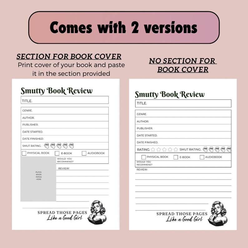 Smut Reading Journal, PRINTABLE Journal Page, Planner Page, Bookclub ...