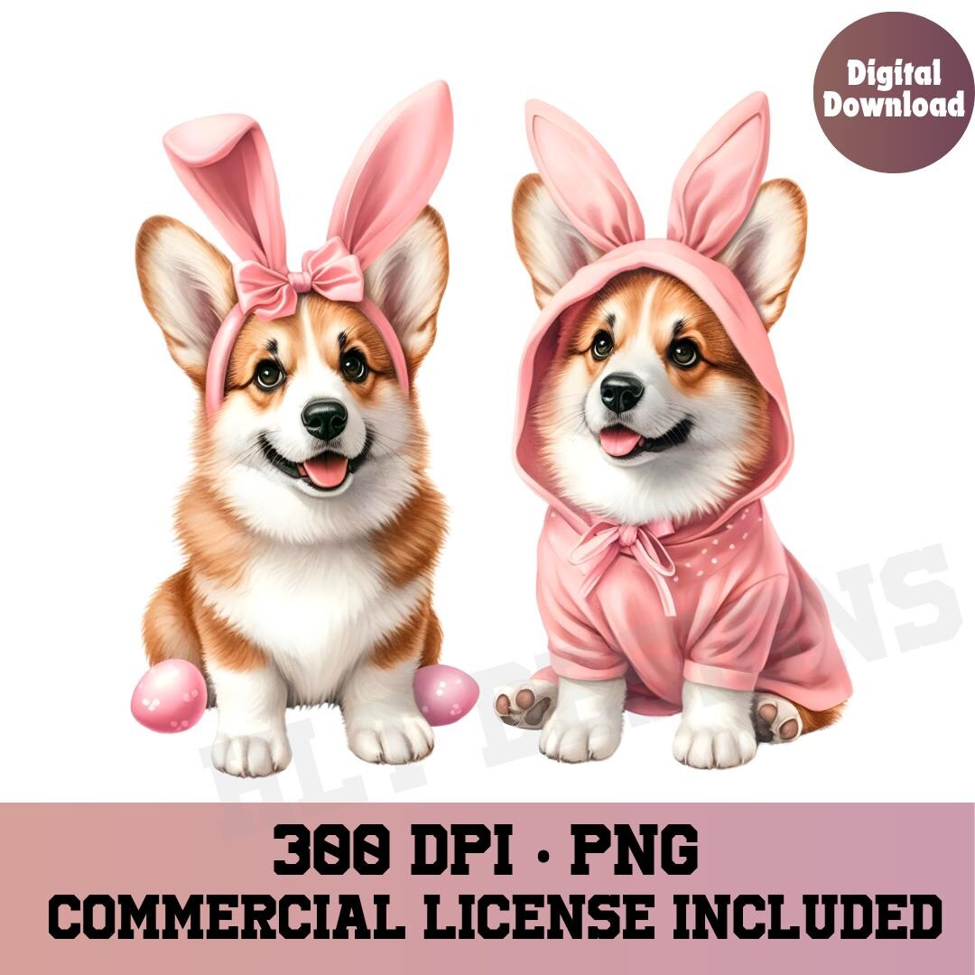 Easter Corgi Png Graphics, Easter Printable, Watercolor Dog Clipart ...