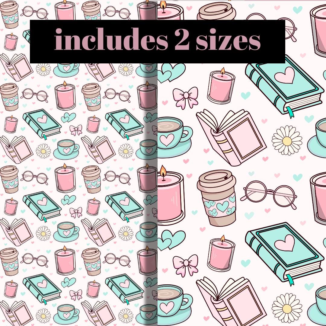Bookish Pattern, Book Seamless Pattern, Books Seamless Pattern, Pink ...