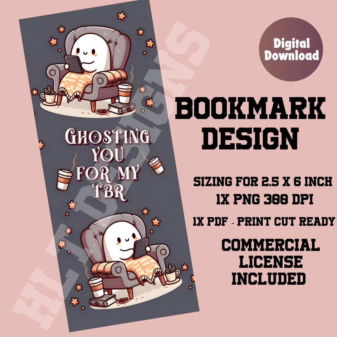 Ghost Printable Bookmark, Halloween Fall Printable Bookmark, Bookmark ...