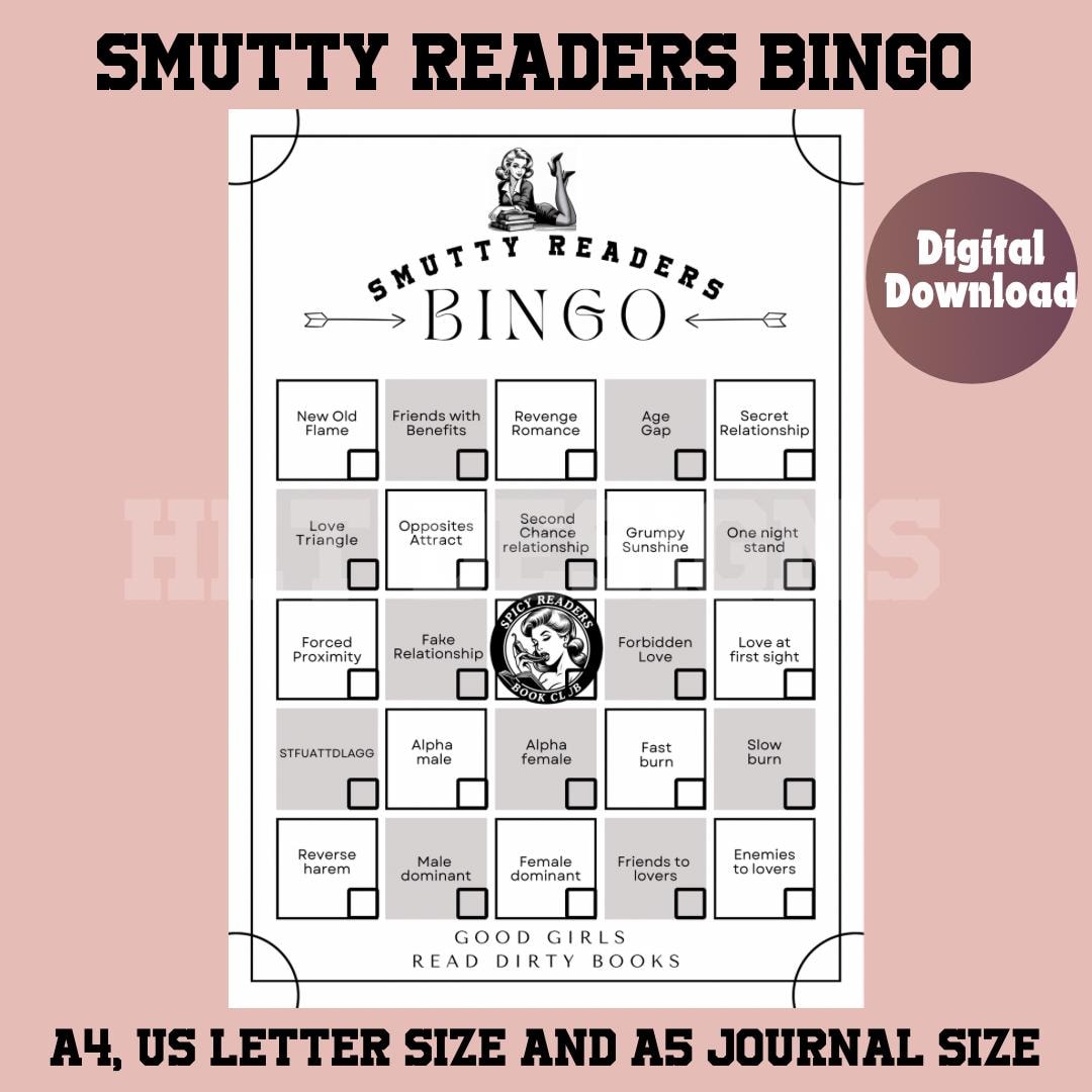 Smut Book Bingo, Printanle Journal Page, Planner Page, Reading ...