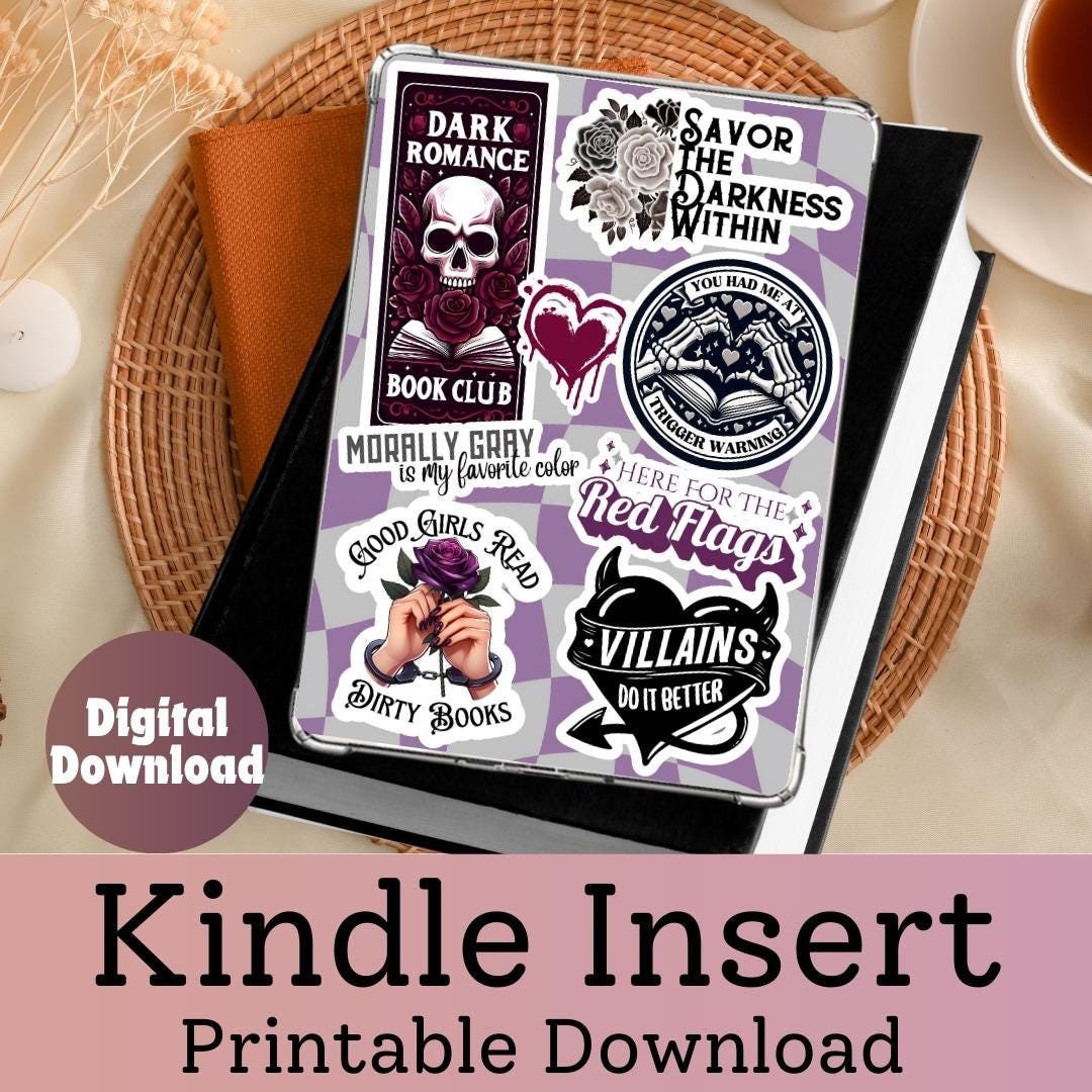 Dark Romance Kindle Insert for Clear Case, Kindle Insert, Printable ...