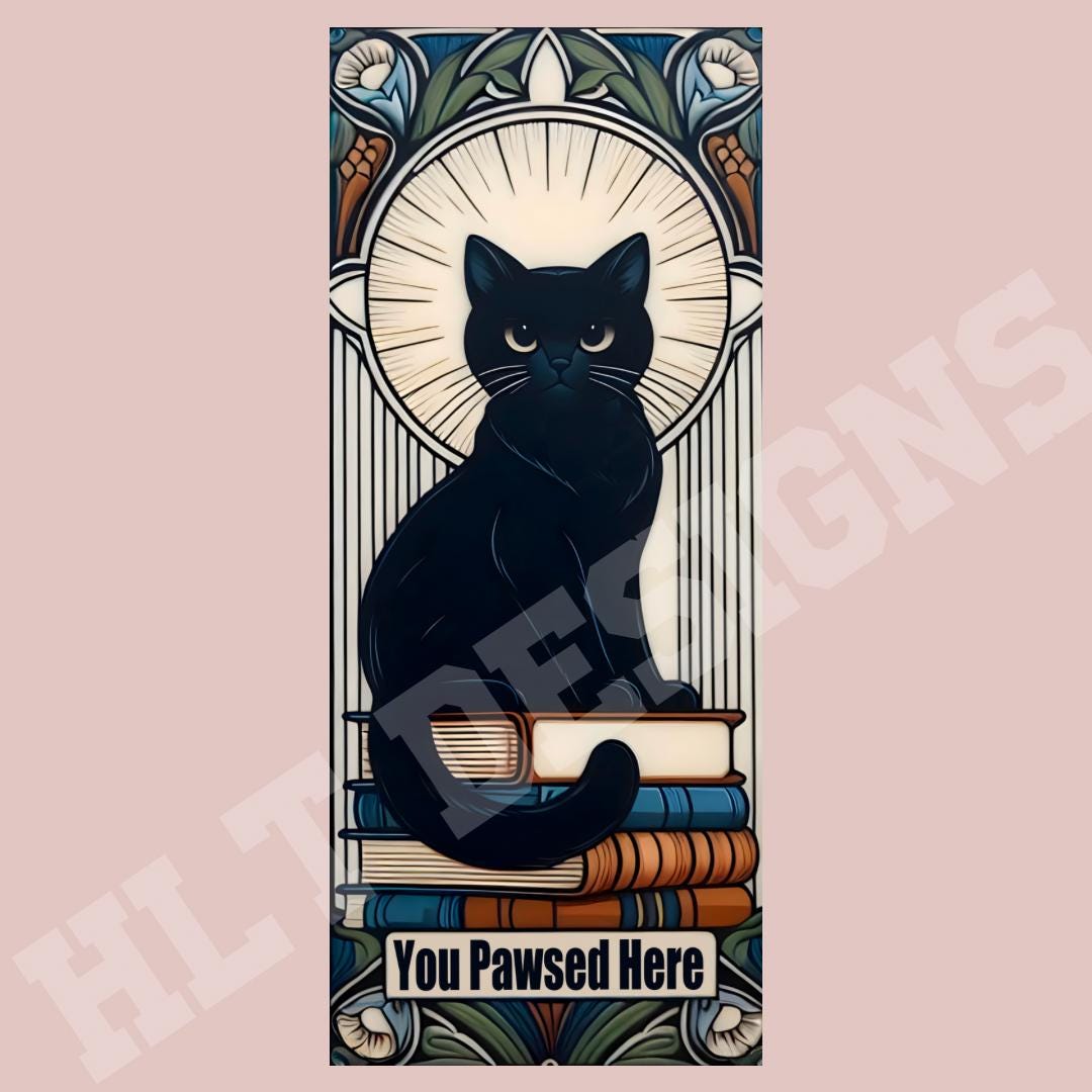 Black Cat Bookmark, Bookmark Png, Printable Bookmark, Cat Bookmark ...