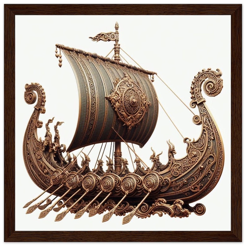 Ornate Viking Ship Scandinavian Art Print Fine Classic Matte Paper ...