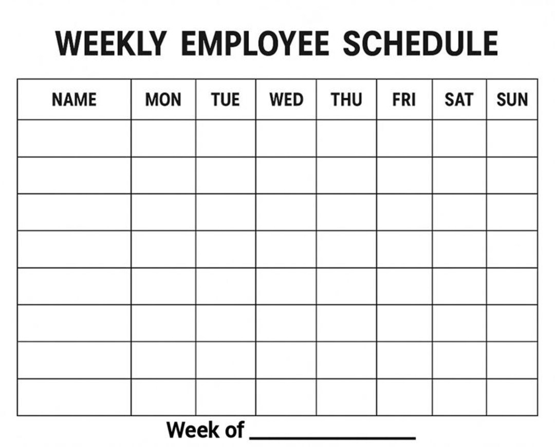 Simple Employee Weekly Work Staff Schedule Instant PDF Download Ready ...