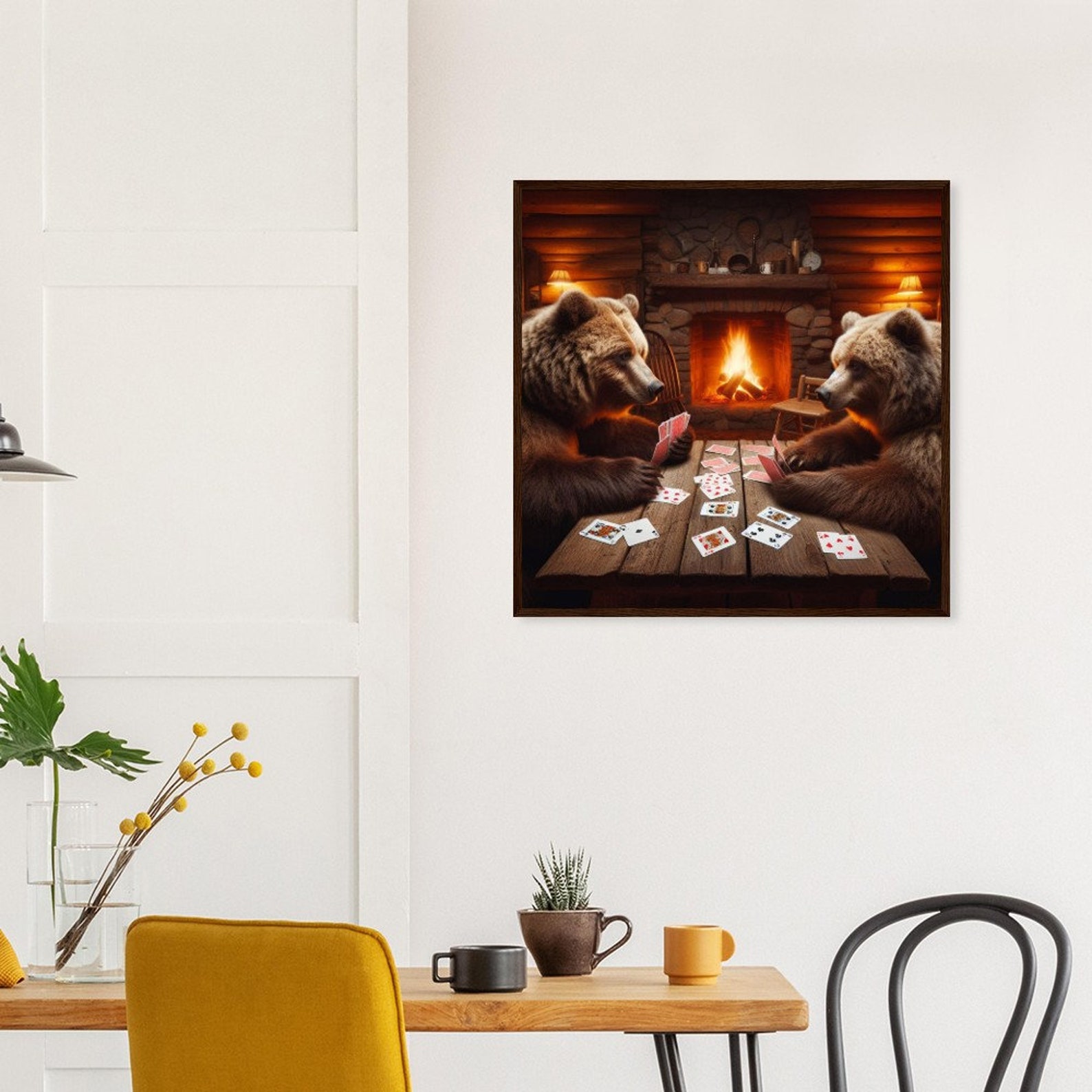 Bears Playing Cards in A Cabin Art Classic Fine Matte Paper Wooden ...