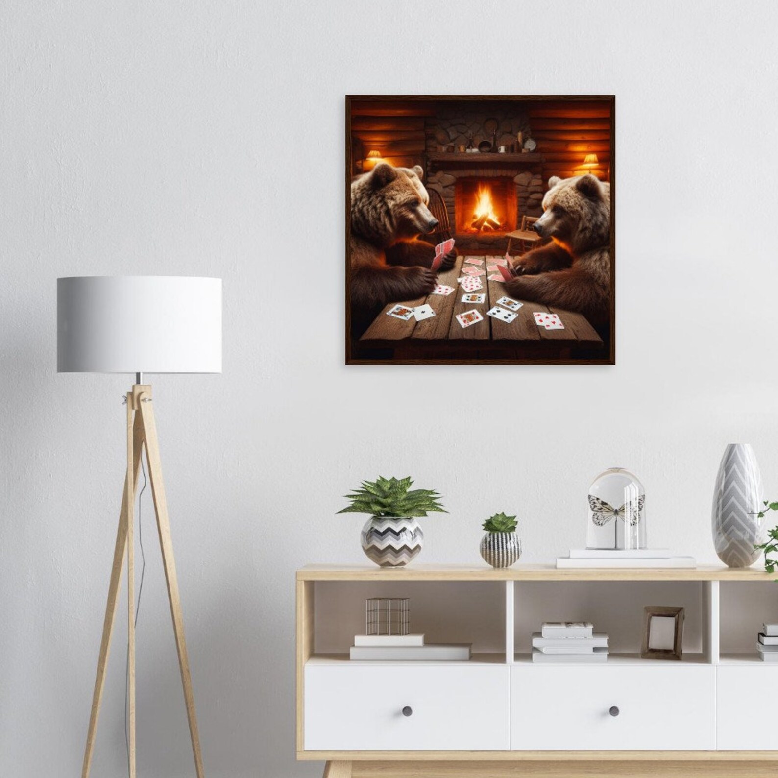 Bears Playing Cards in A Cabin Art Classic Fine Matte Paper Wooden ...